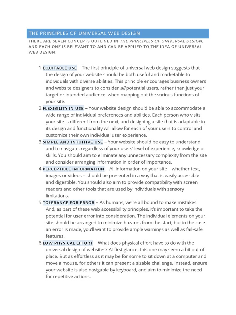 The Principles of Universal Web Design | PDF | Web Design | World Wide Web