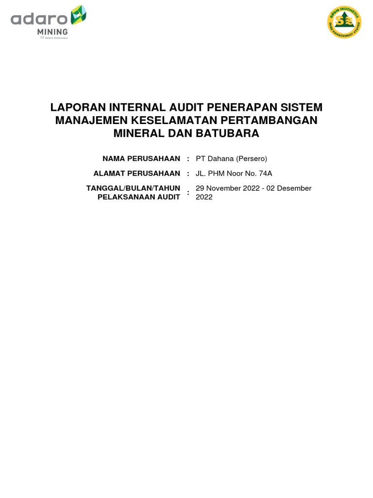Audit SMKP PT. Dahana - Nov2022 - 021612 | PDF
