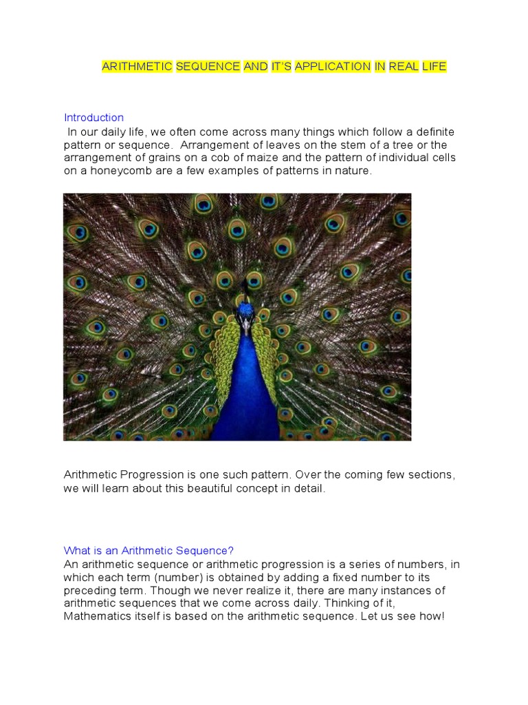Arithmetic Sequence and It'S Application in Real Life | PDF | Arithmetic | Multiplication