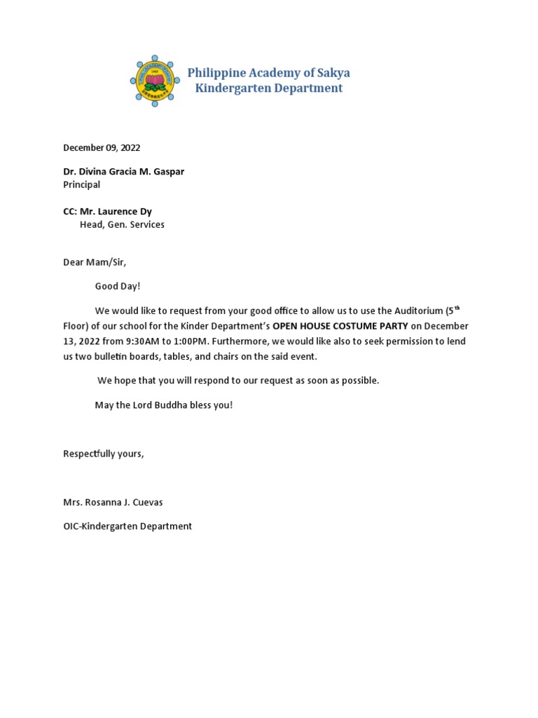 Letter Request AUDITORIUM | PDF