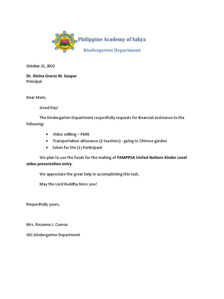 Letter Request FUNDS | PDF