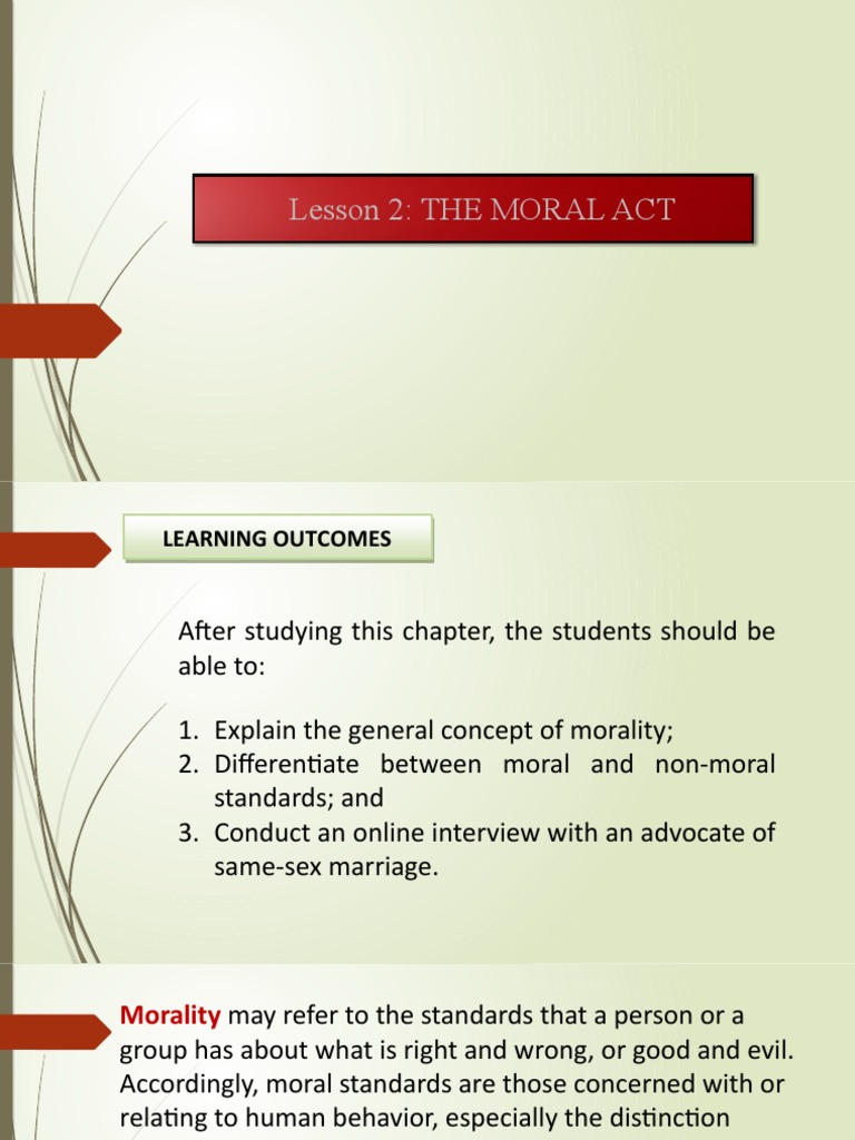 Lesson 2-The Moral Act | PDF | Morality | Goal