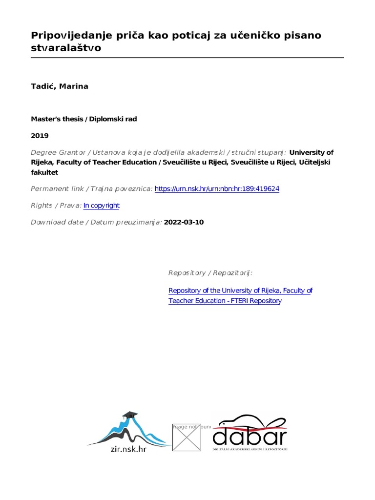 Pripovijedanje Prica Kao Poticaj Za Ucenicko Pisano Stvaralastvo | PDF