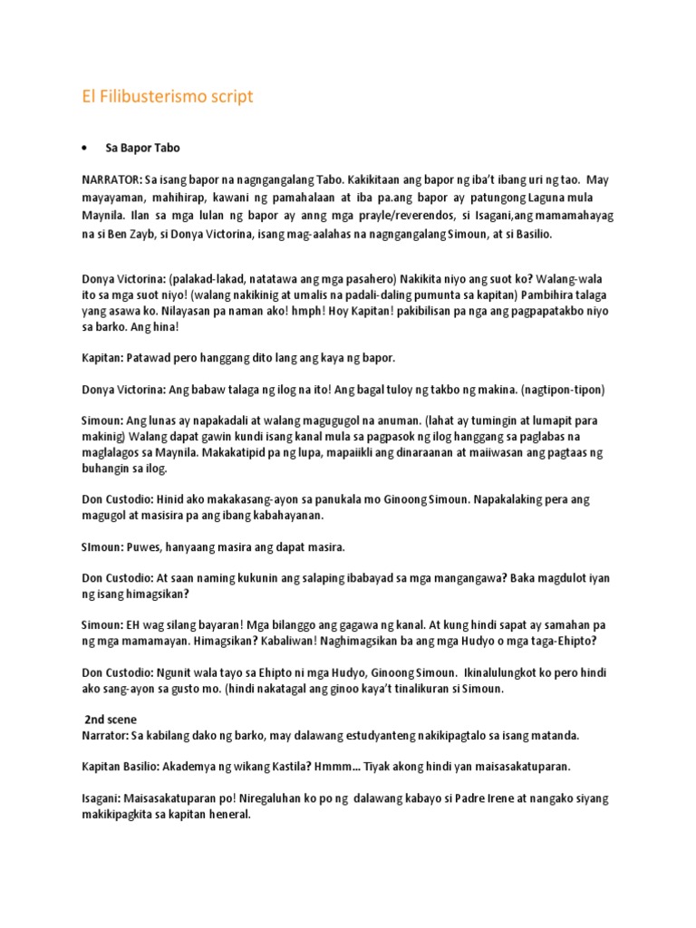 El Filibusterismo Script | PDF