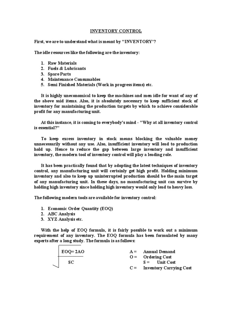 Inventory Control | PDF | Inventory | Business Economics
