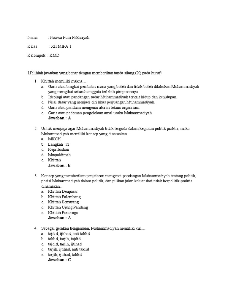 Soal KMD Nazwa 2 | PDF