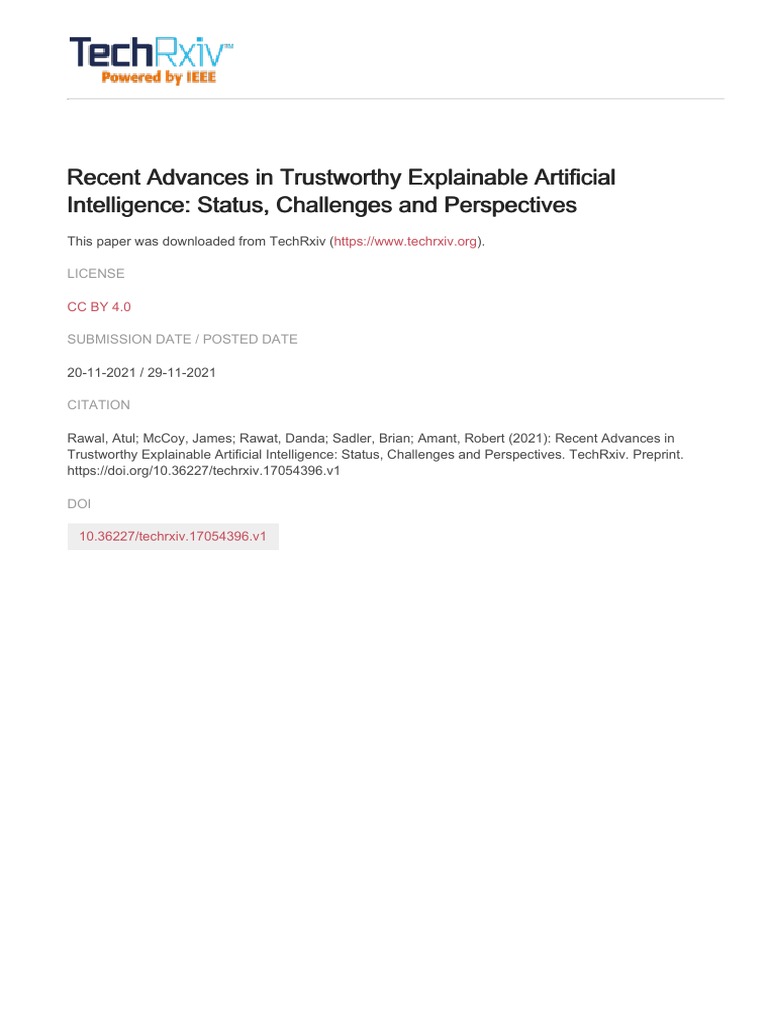 Explainable AI: Advances & Challenges | PDF | Artificial Intelligence | Intelligence (AI ...