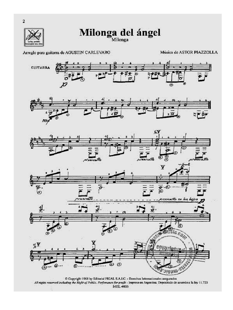 Agustin Carlevaro Milonga Del Angel PG 1 | PDF