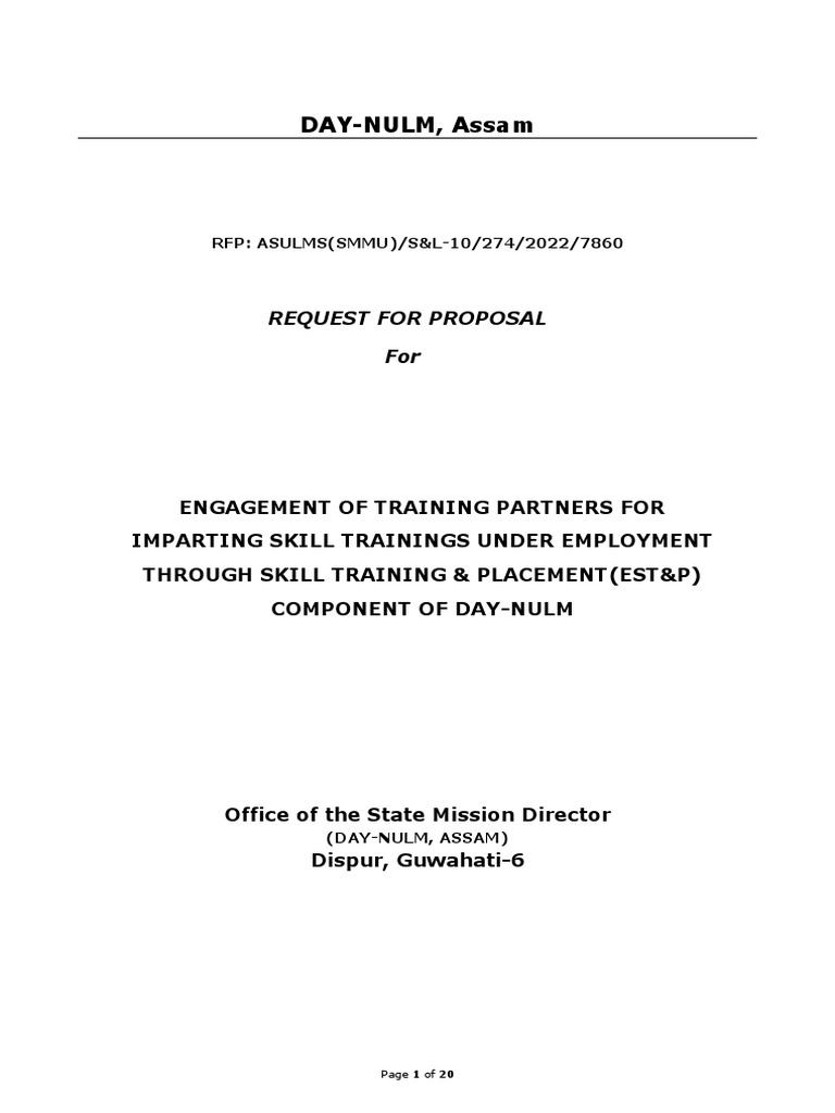 Skillspedia Nulm Assam RFP | PDF | Employment | Request For Proposal