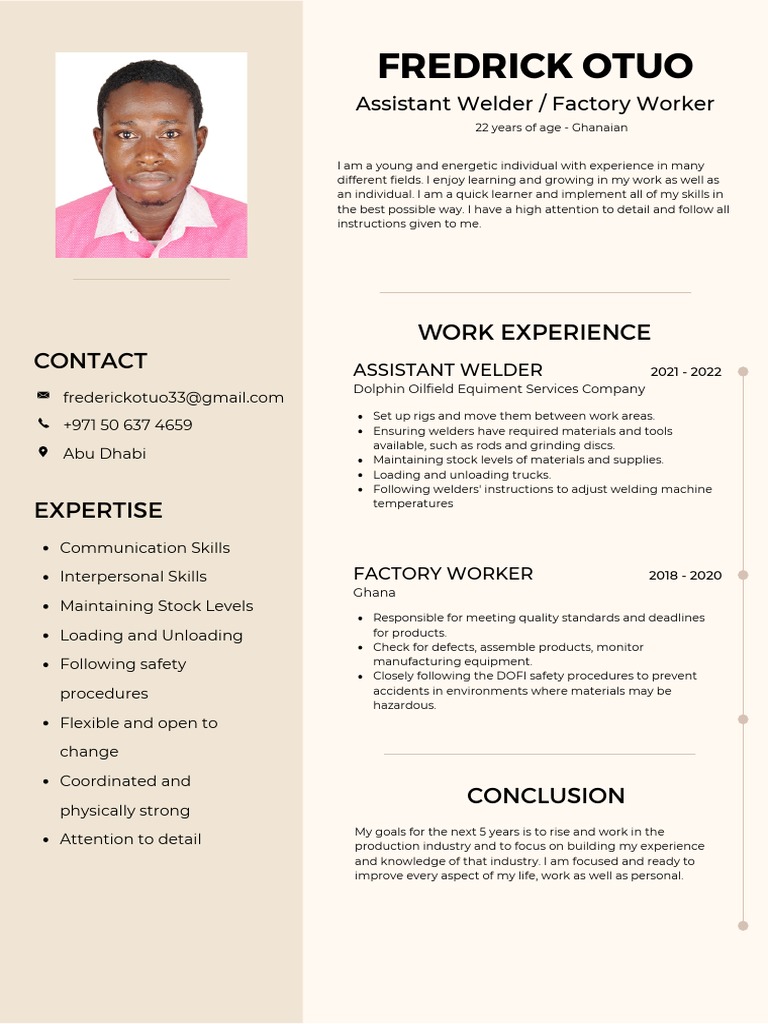 Factory Worker CV | PDF | Welding | Construction