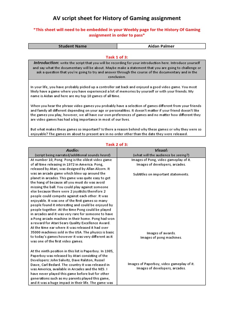 Script Sheet Done | PDF | Minecraft | Wii