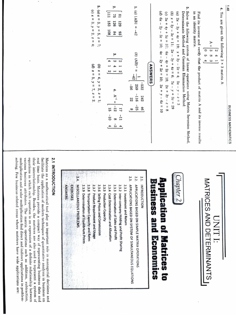 Business Mathematics | PDF | Matrix (Mathematics) | Determinant Business Mathematics | PDF | Matrix (Mathematics) | Determinant