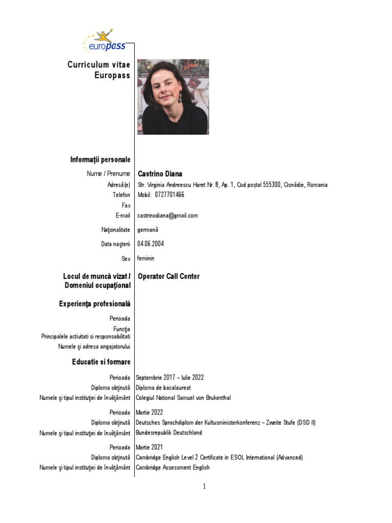 Curriculum Vitae - Castrino Diana | PDF