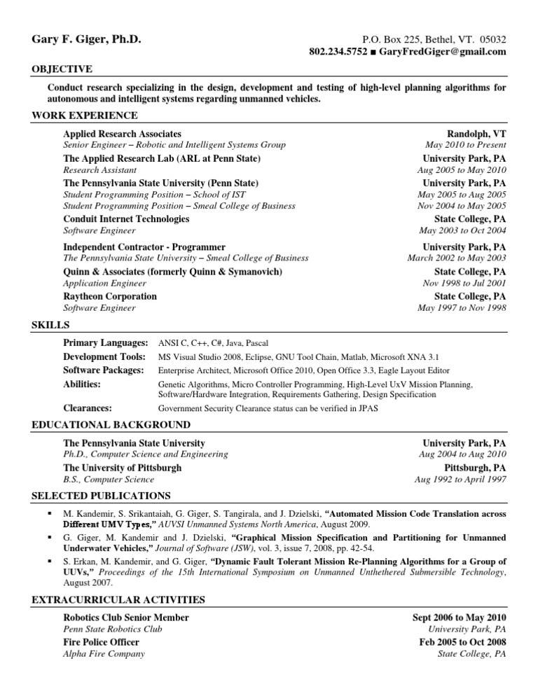 Gary Giger Resume | PDF