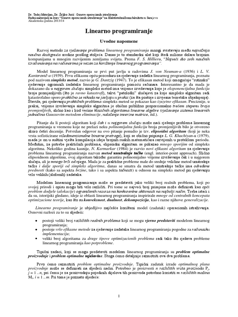 POGLAVLJE 3 Linearno Programiranje | PDF