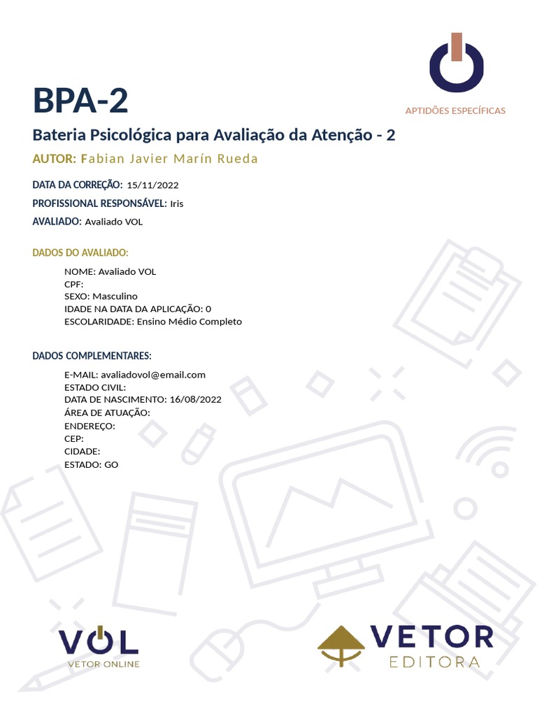 Modelo Resultado Completo Bpa 2 | PDF | Atenção | Psicologia