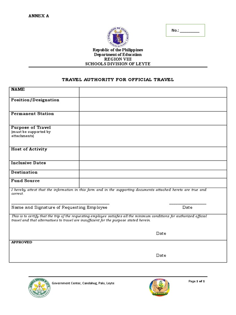 Travel Order New Template DO - 43 s.2022 | PDF