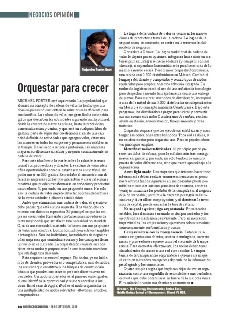Ruelas-Gossi Alejandro - Orquestar para Crecer | PDF | Cadena de valor ...
