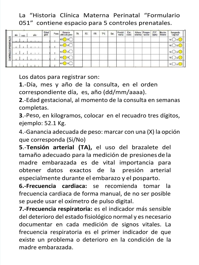 Historia Clínica Materna Perinatal "Formulario 051 | PDF | El embarazo | Periodo posparto