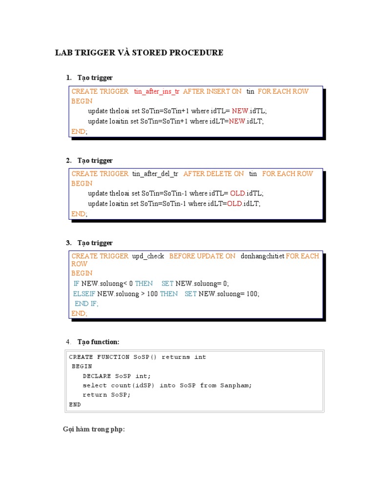 Lab Trigger Và Stored Procedure | PDF