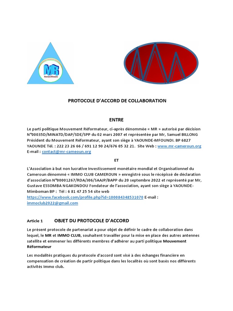 Protocole D'Accord de Collaboration | PDF