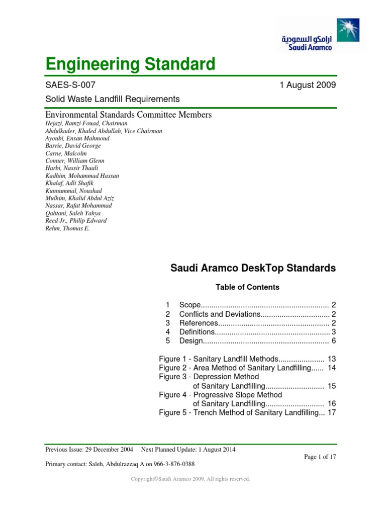 Engineering Standards SAEC Waste Disposal Landfills | PDF | Landfill ...