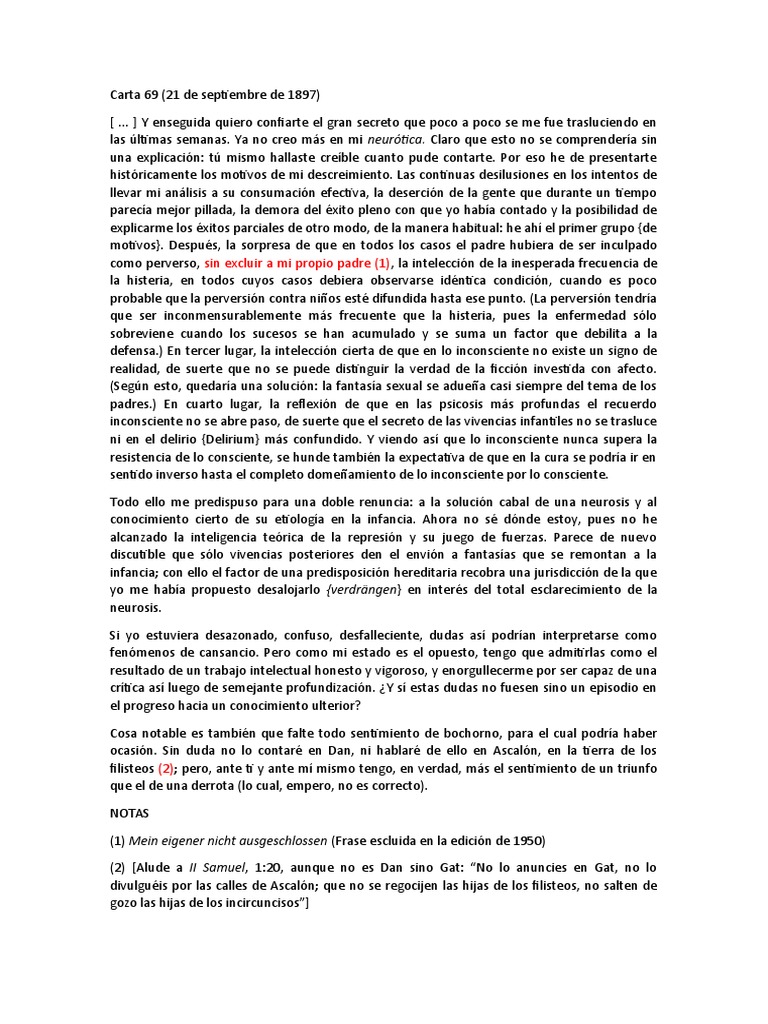 Carta 69 | PDF | Neurosis | Mente inconsciente