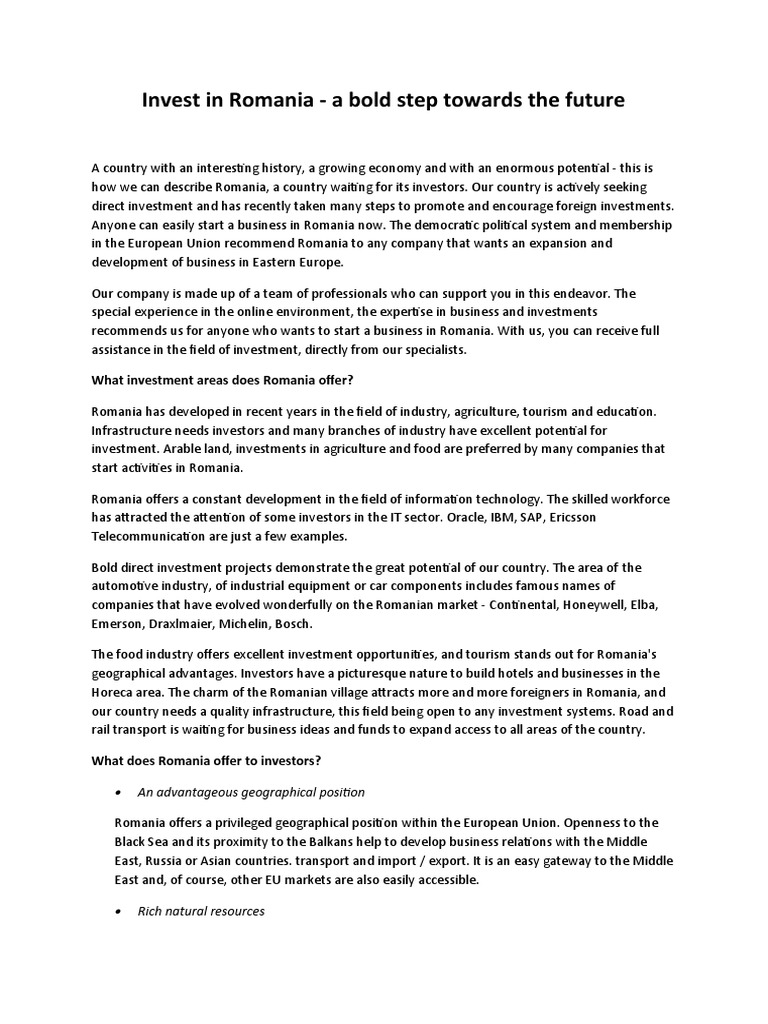 Invest in Romania | PDF | Romania | Taxes