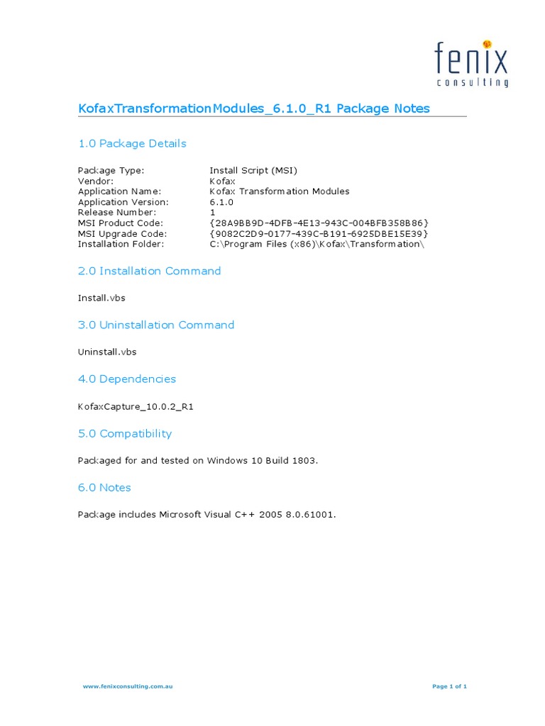 KofaxTransformationModules 6.1.0 R1 | PDF