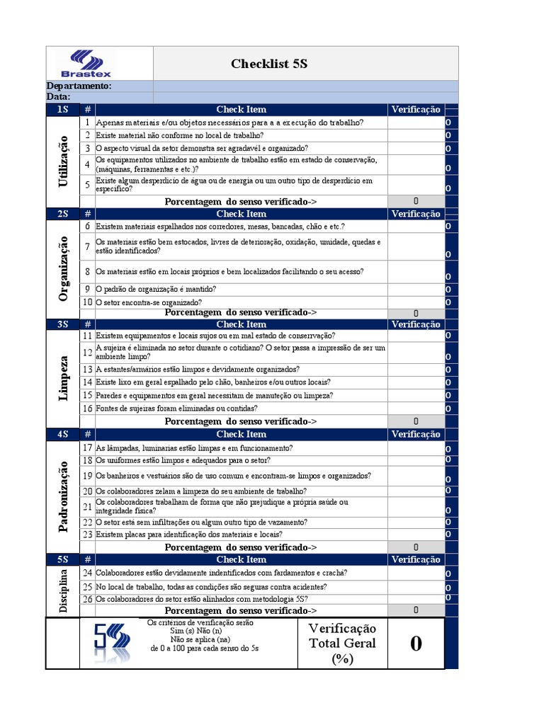CHECKLIST DO 5S Produção Eng | PDF | Desperdício