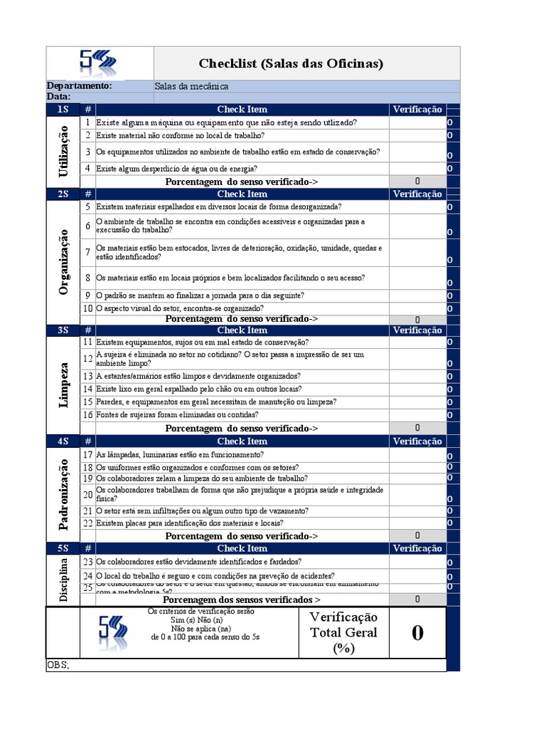 Checklist Do 5s Oficinas Eng | PDF | Desperdício