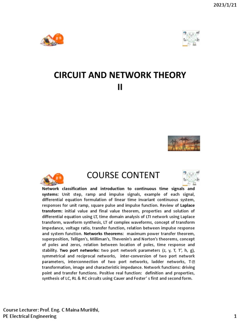 Circuit and Network Theory Overview | PDF | Electrical Network ...