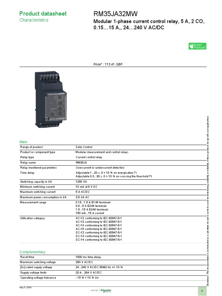 RM35JA32MW: Product Datasheet | PDF | Relay | Alternating Current