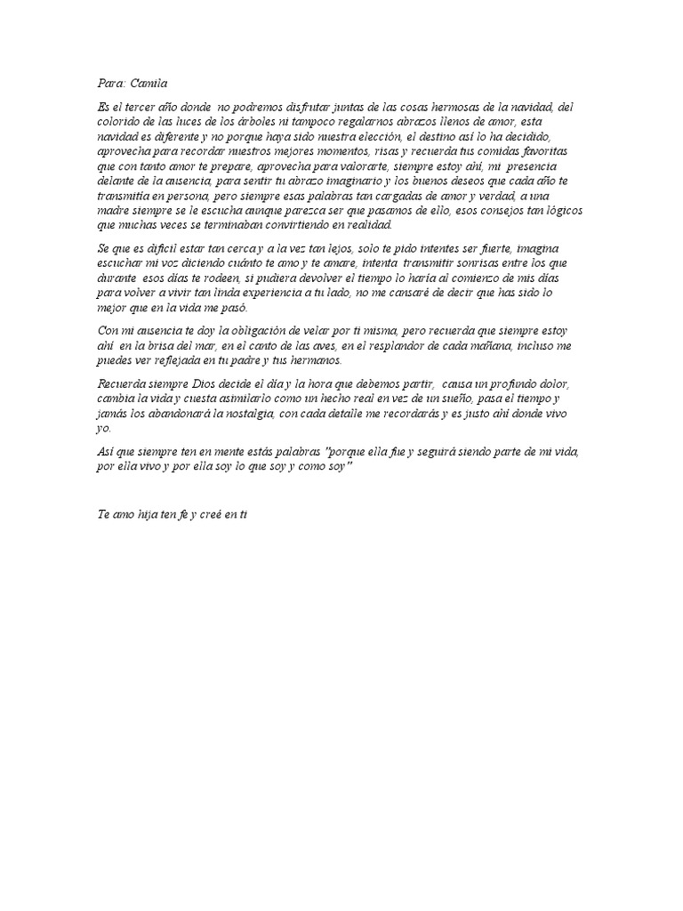 Carta Para Una Hija De Una Madre Fallecida Pdf 6976