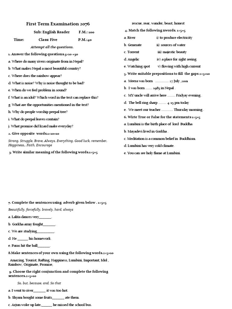 English Reader Class-5 | PDF