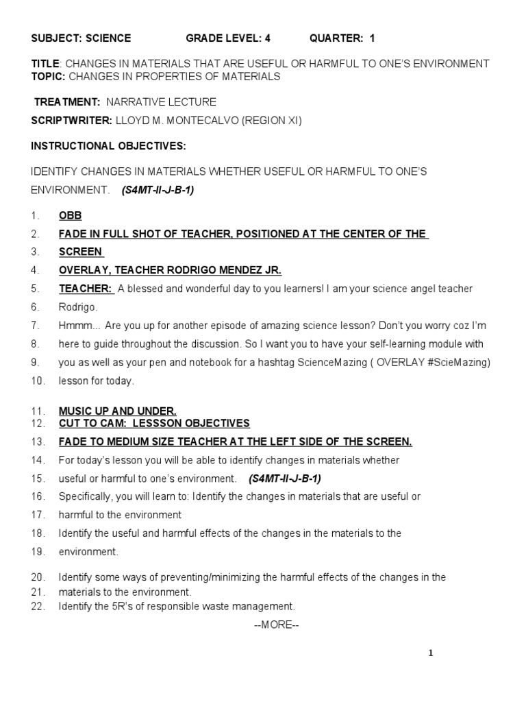 Science Script HARMFUL | PDF | Reuse | Waste