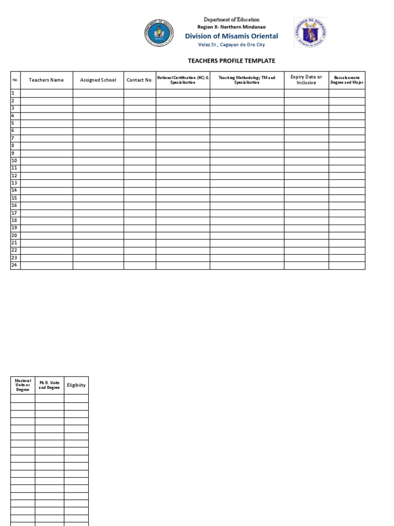 Teacher Profile Template for DepEd | PDF