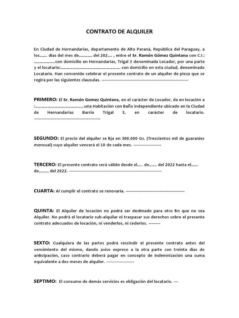 Contrato de Alquiler | PDF