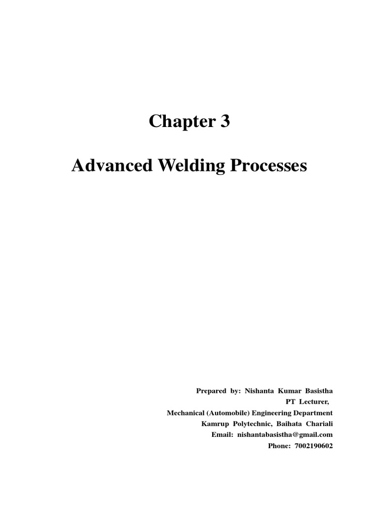 Ch-3 - Advanced Welding Processes | PDF | Construction | Welding