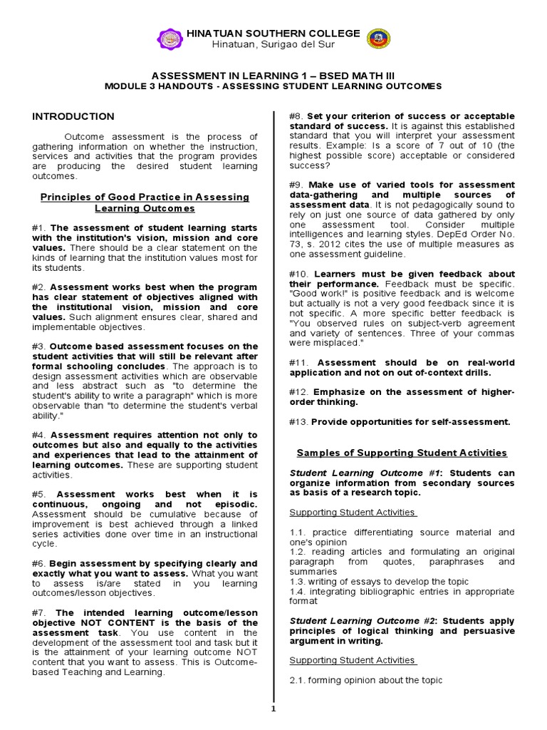Assessment 2 Module 3 Handouts | PDF | Rubric (Academic) | Educational Assessment