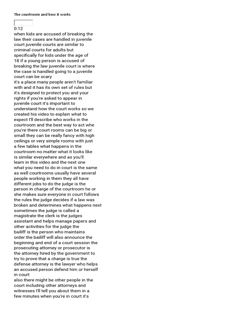 The Courtroom and How It Works | PDF | Courtroom | Judge