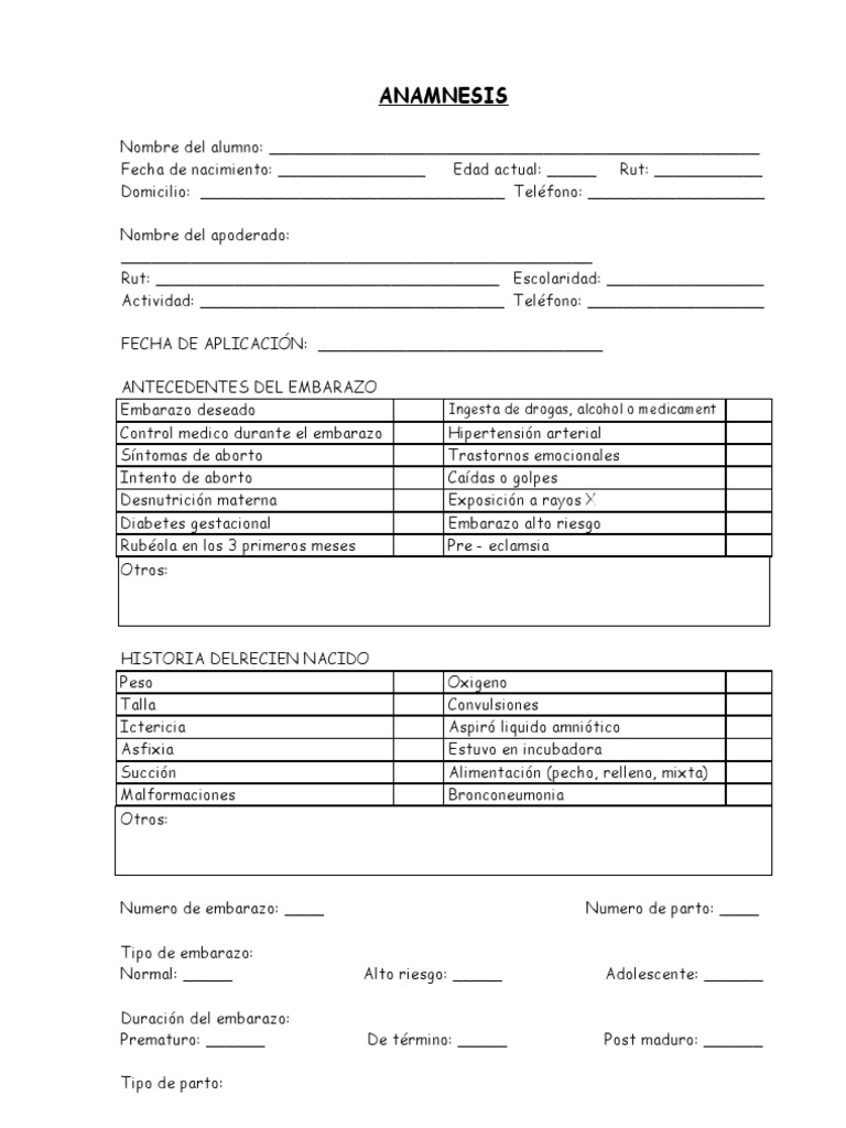 ANAMNESIS | PDF | El embarazo | Parto