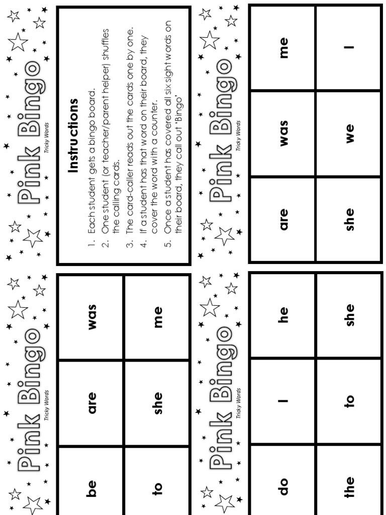 BINGO Tricky Words | PDF | Written Communication