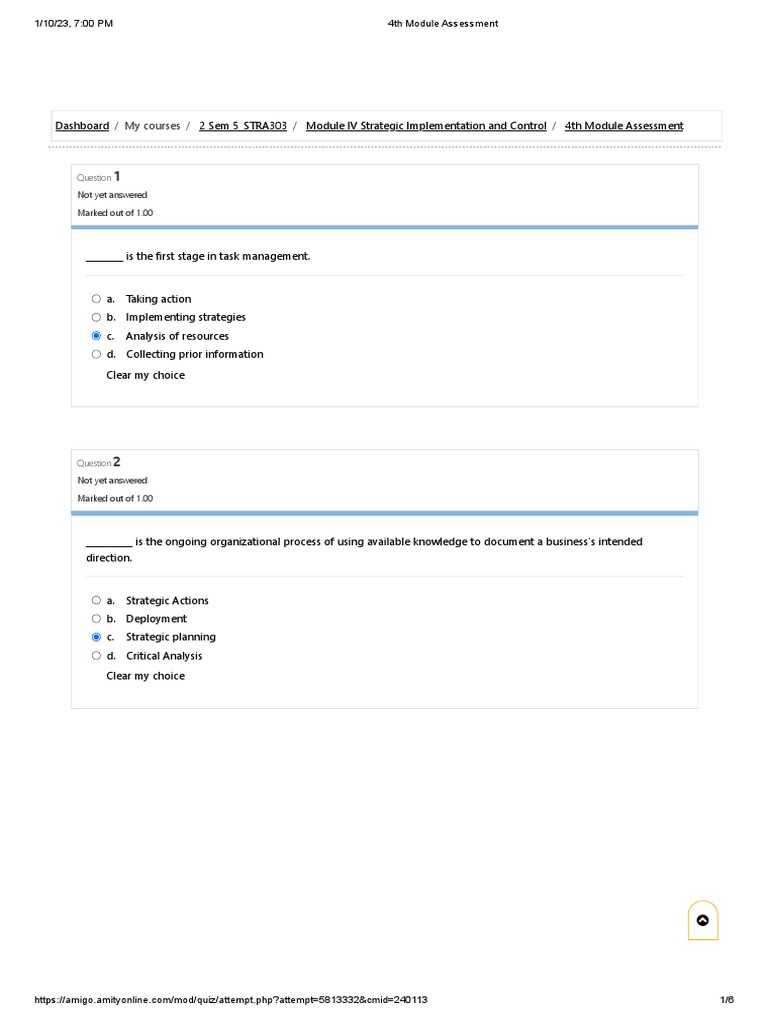 STRA303 4th Module Assessment | PDF | Strategic Planning | Return On Investment