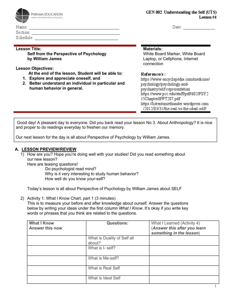 Gen 002 Lesson 4 | PDF | Self | Thought