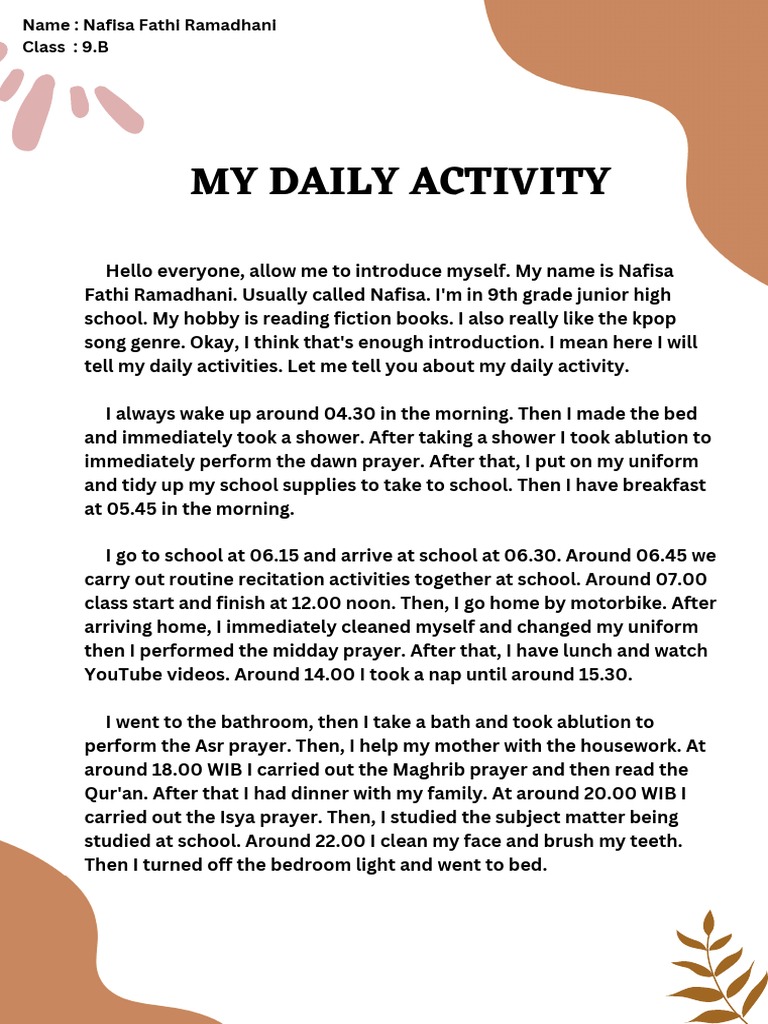 My Daily Activity | PDF