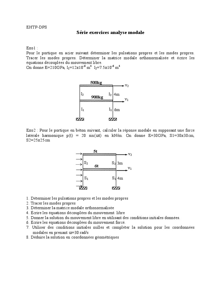 Serie Exercices Analyse Modale | PDF | Méthodes et références ...
