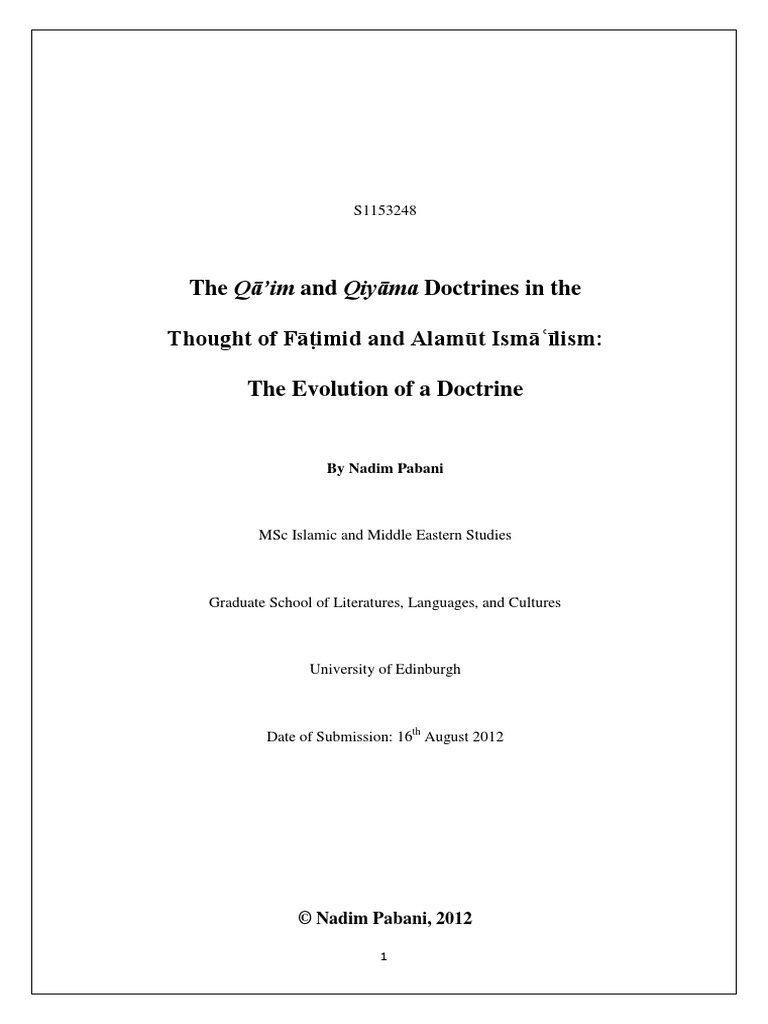 The Qa Im and Qiyama Doctrines in The TH | PDF | Isma'ilism | Sunni Islam