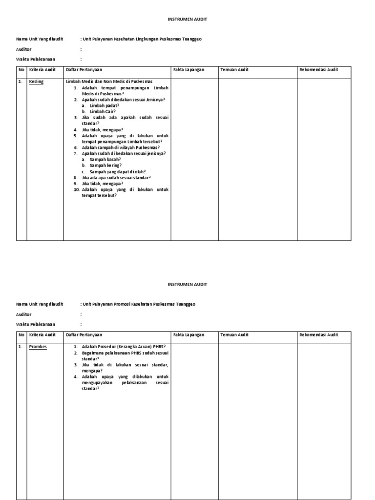 Instrumen Audit | PDF