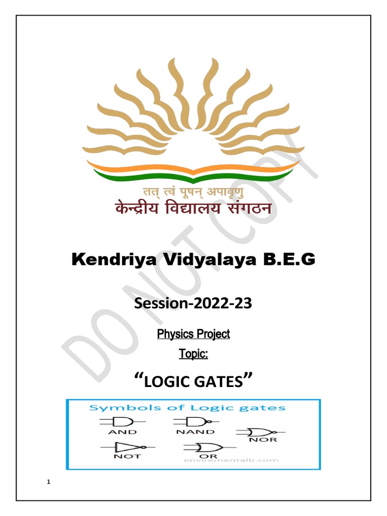 Kendriya Vidyalaya Physics Project | PDF | Logic Gate | Electronic Circuits